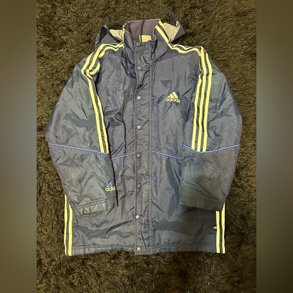 adidas | Jackets & Coats | Vintage Adidas Navy Blue Zip Up Button Heavy ...
